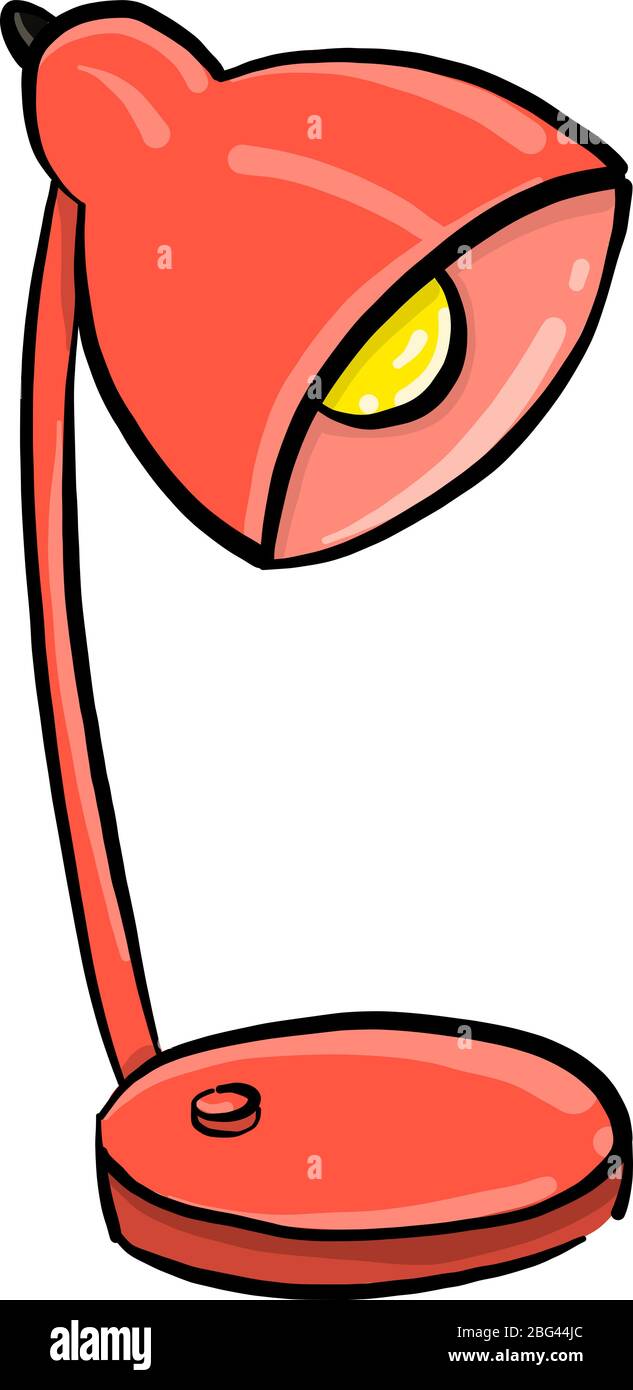 Red table lamp, illustration, vector on white background Stock Vector ...