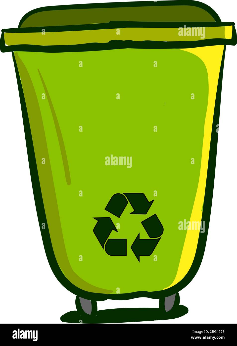 Green recycle bin, illustration, vector on white background Stock ...