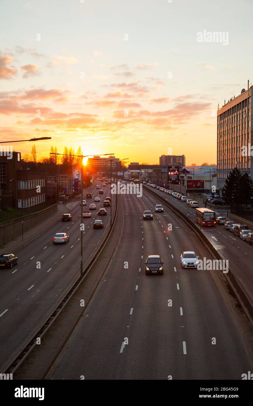 North Circular Road (A406) with evening Rush Hour Traffic, Park Royal ...