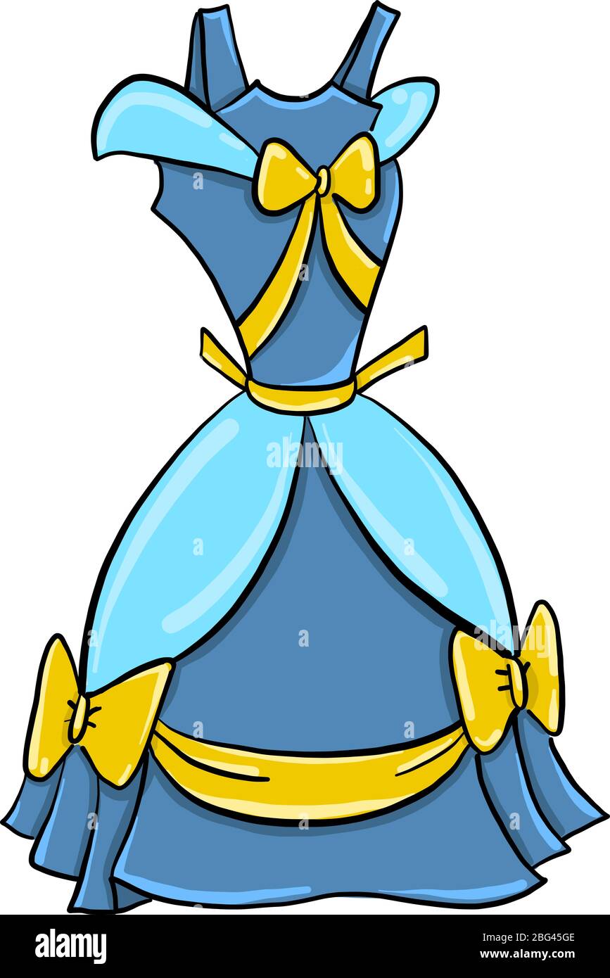 Blue dress, illustration, vector on white background Stock Vector Image ...