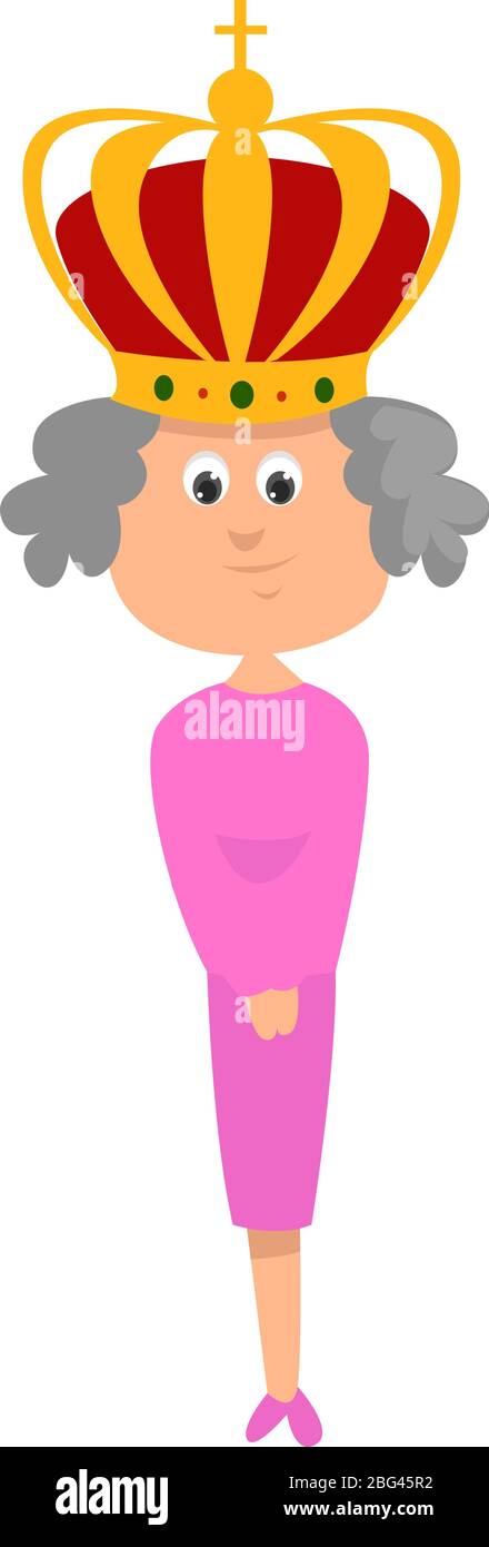 Queen with crown, illustration, vector on white background Stock Vector ...