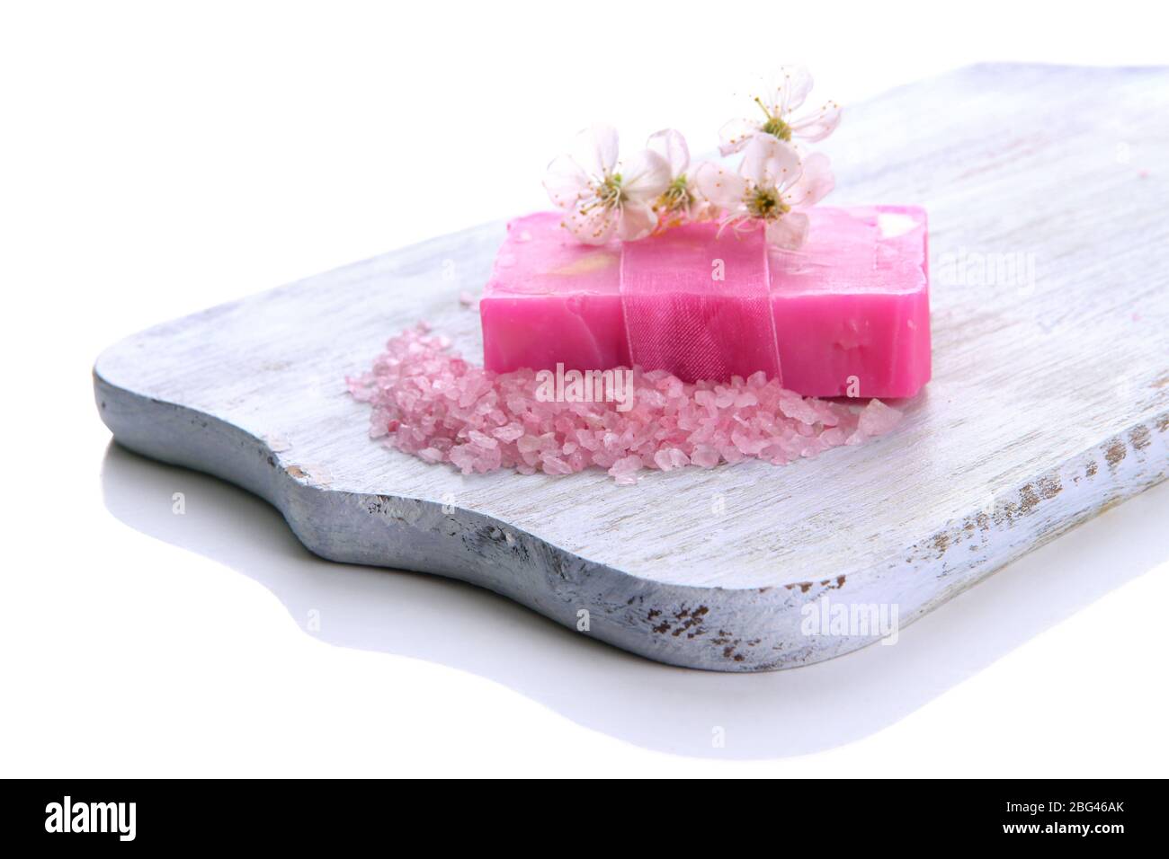 Natural handmade soap on wooden desk, isolated on white Stock Photo - Alamy