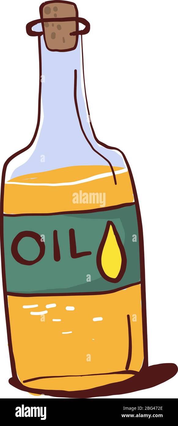 Bottle of oil, illustration, vector on white background Stock Vector ...