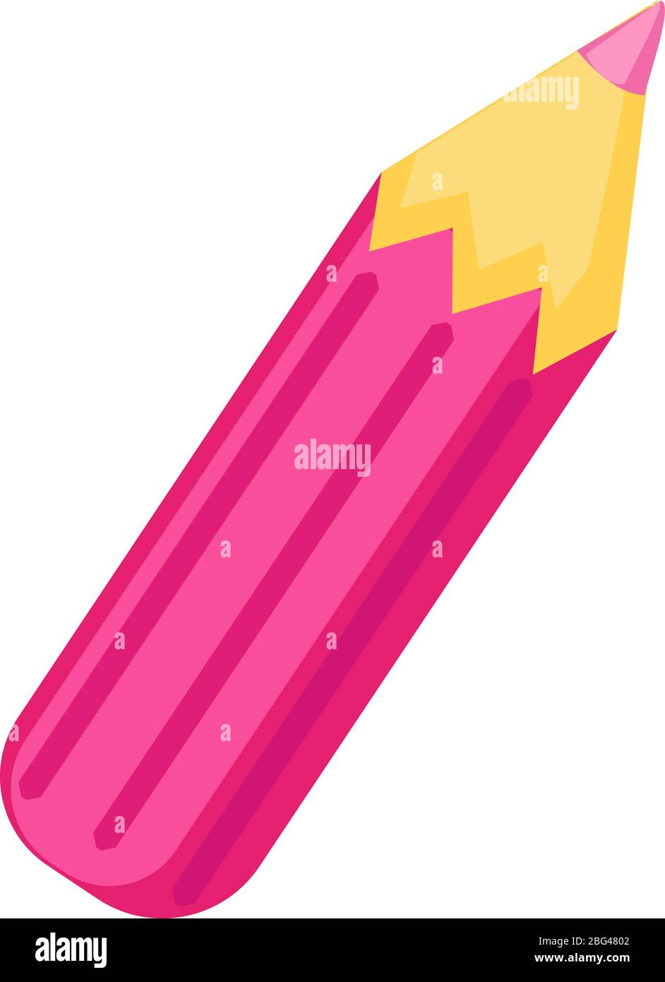 Pink pencil, illustration, vector on white background Stock Vector ...