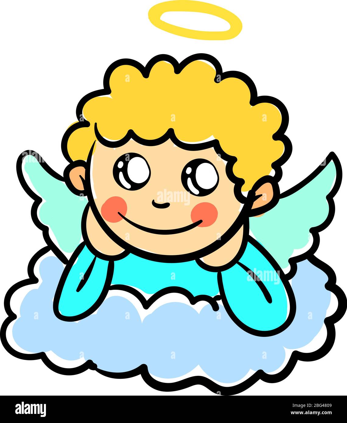 Angel on cloud, illustration, vector on white background Stock Vector ...