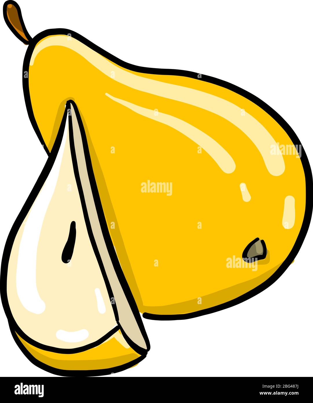 Yellow pear, illustration, vector on white background Stock Vector ...