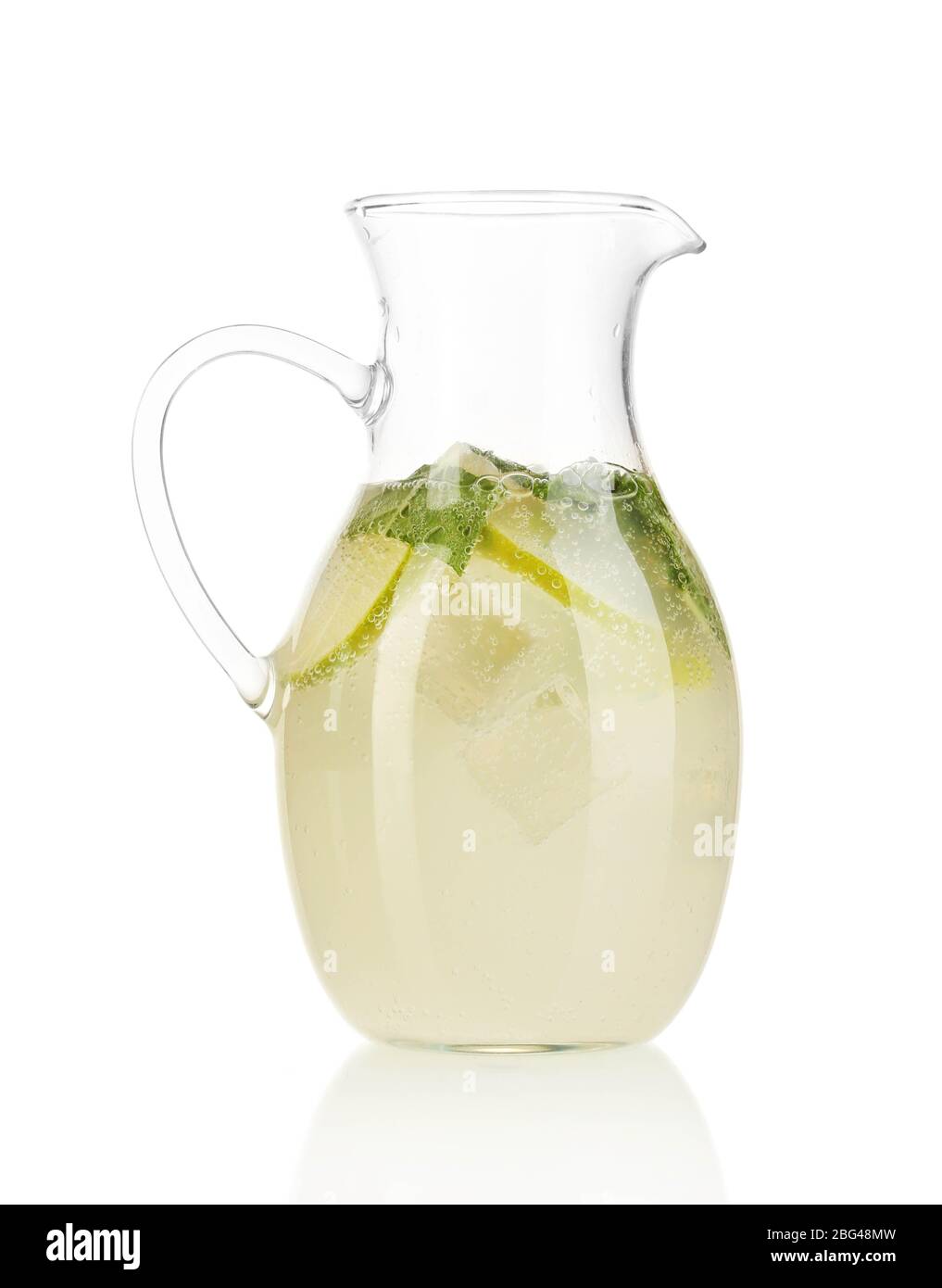 Lemonade in pitcher isolated on white Stock Photo - Alamy