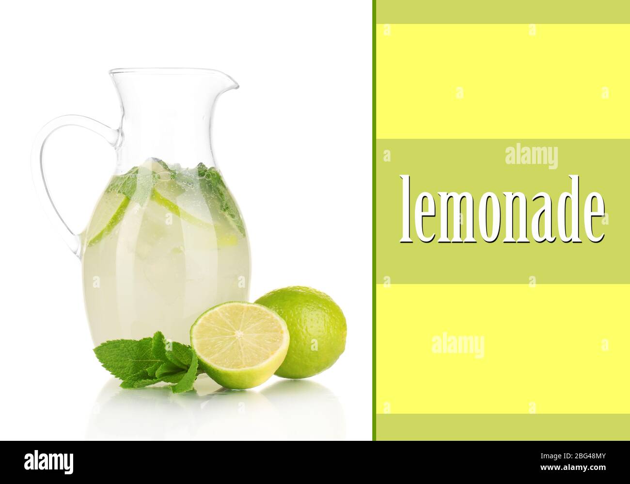 Lemonade in pitcher isolated on white Stock Photo - Alamy