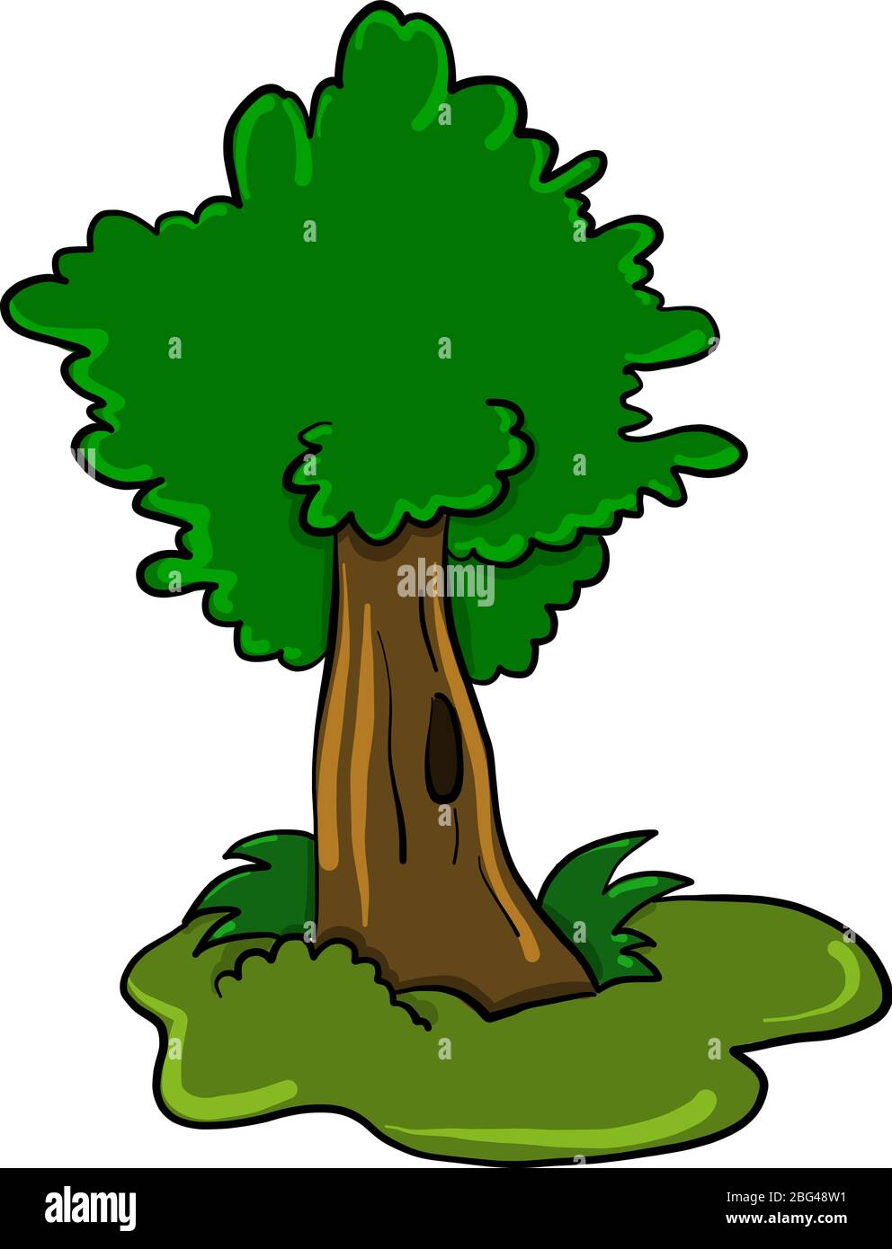 Green tree with hole, illustration, vector on white background Stock ...
