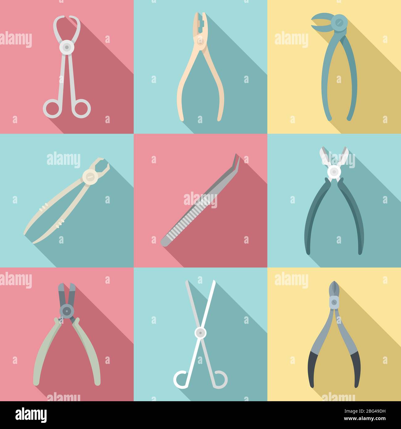Forceps icons set. Flat set of forceps vector icons for web design ...