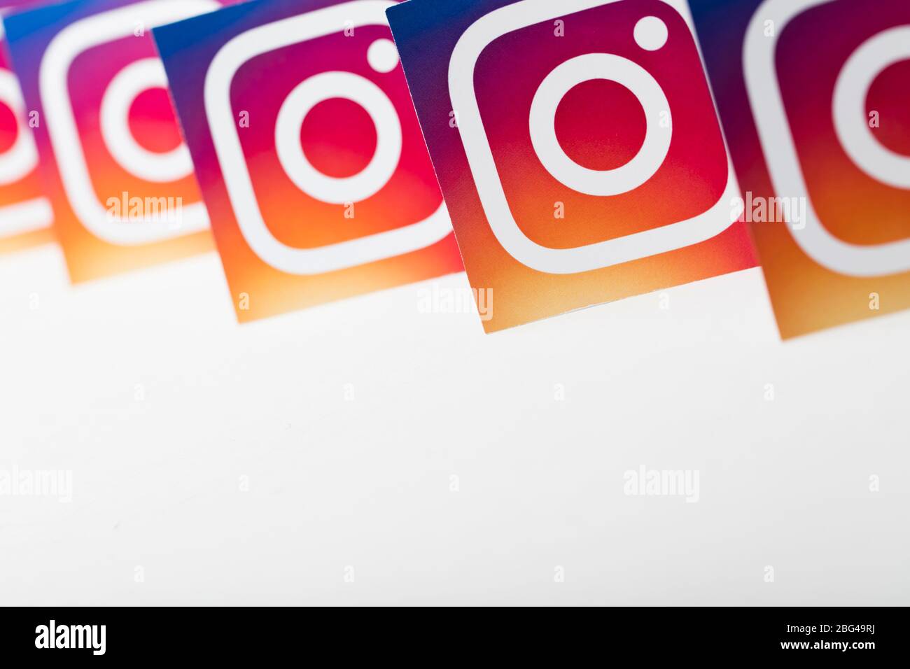 OXFORD, UK - AUGUST 22 2018: A collection of Instagram logos printed on ...