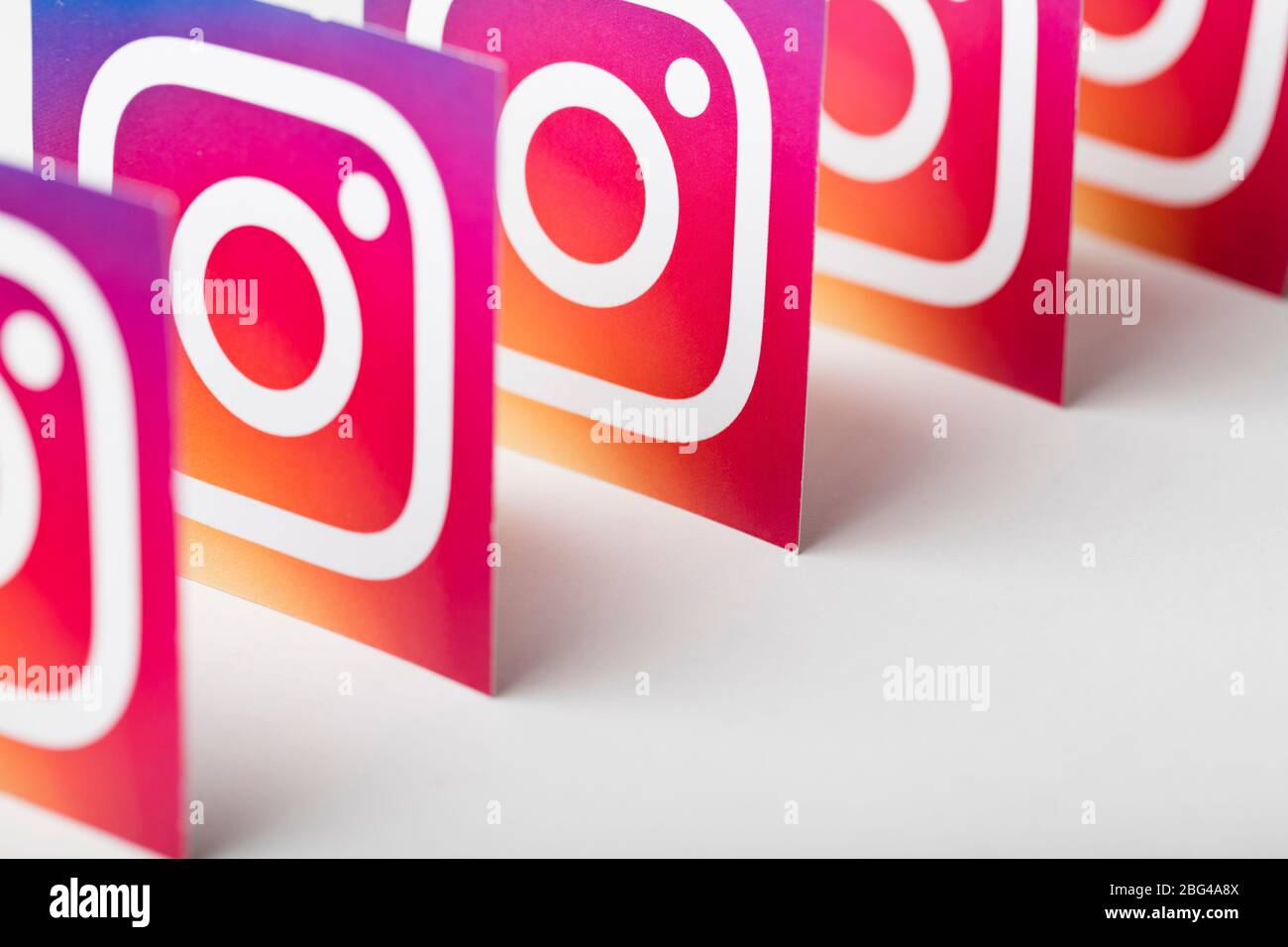 OXFORD, UK - AUGUST 22 2018: A collection of Instagram logos printed on ...