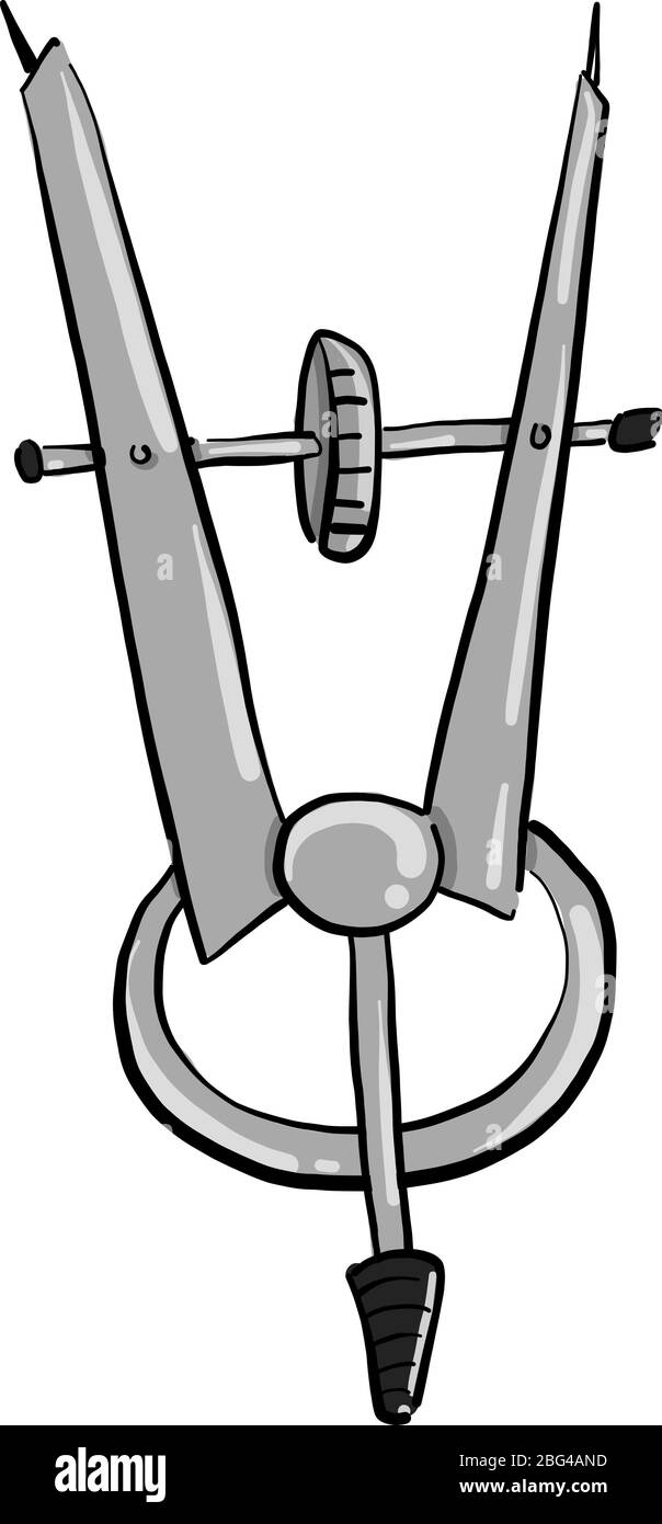 Metal math compass, illustration, vector on white background Stock ...