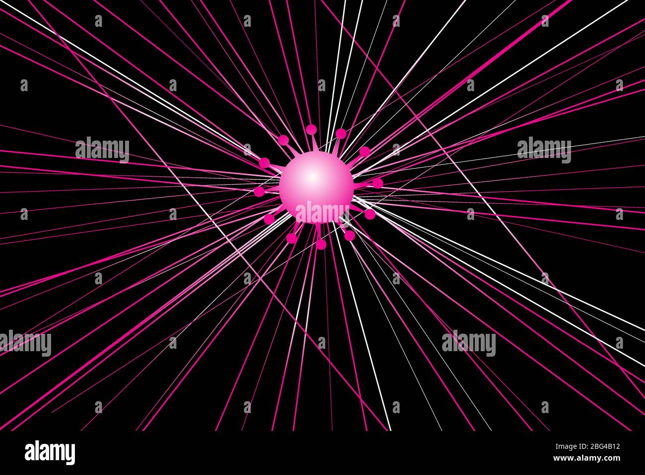 Vector graphics of a bright virus on a dark background. A poster with ...