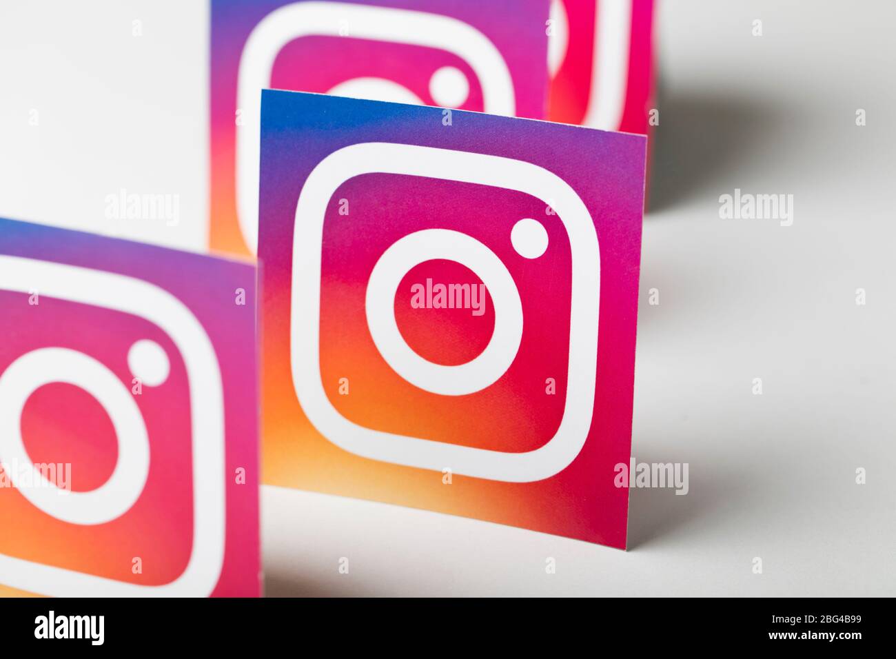 OXFORD, UK - AUGUST 22 2018: A collection of Instagram logos printed on ...