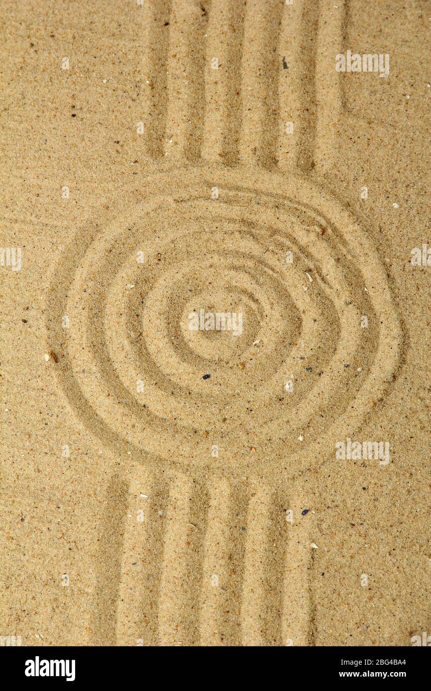 Zen garden with raked sand close up Stock Photo - Alamy