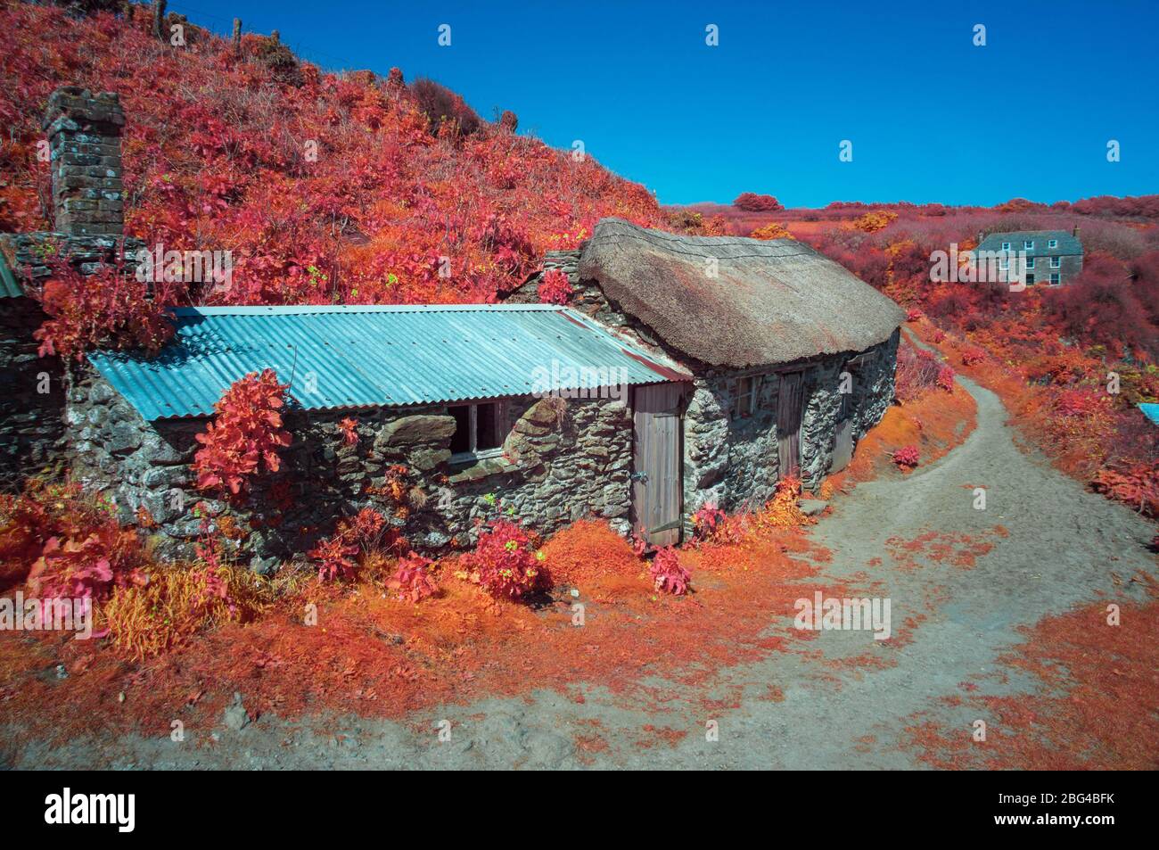 Abandoned Buildings near Prussia Cove, Cornwall UK Stock Photo - Alamy