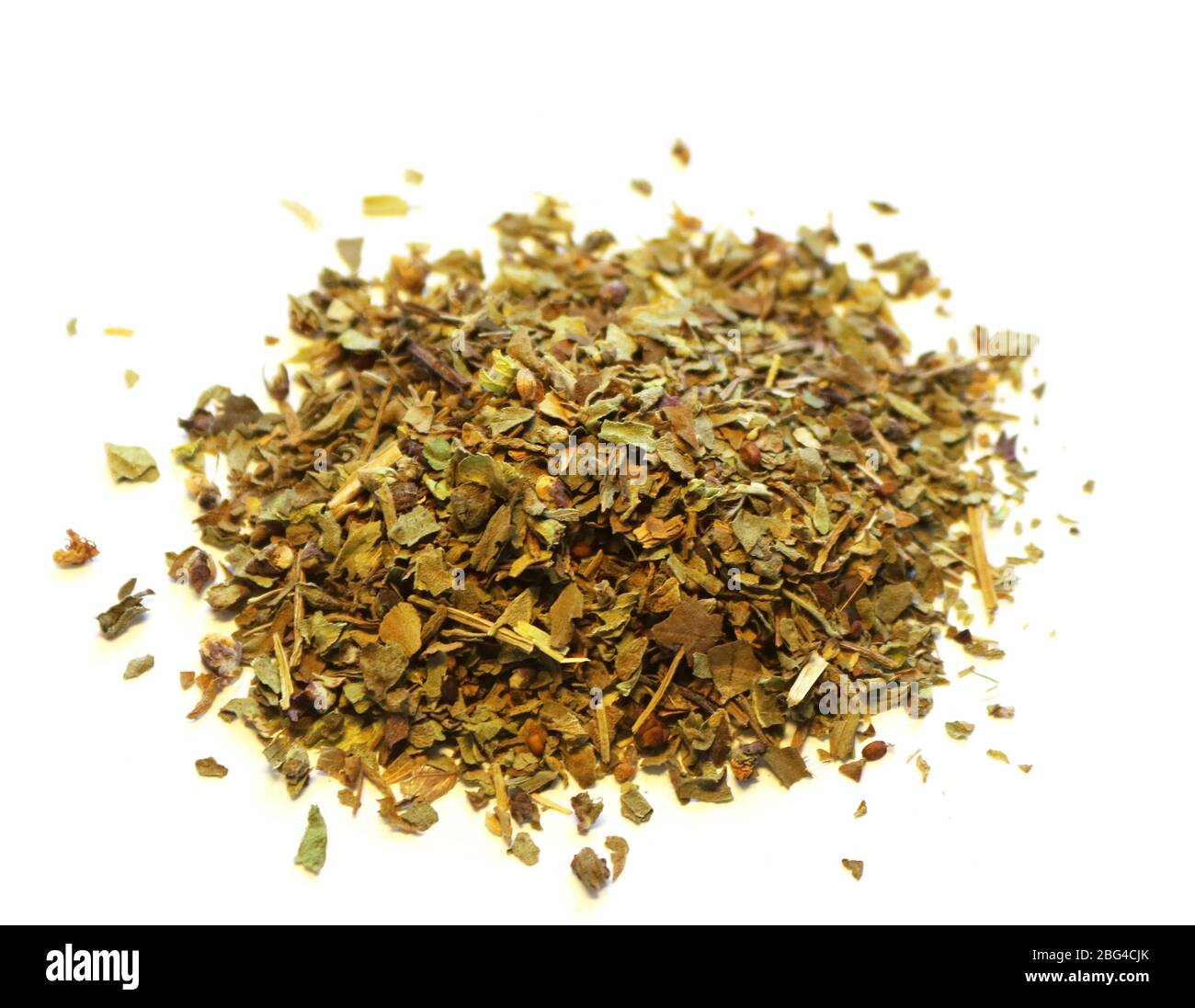 Pinch of oregano on white background Stock Photo - Alamy