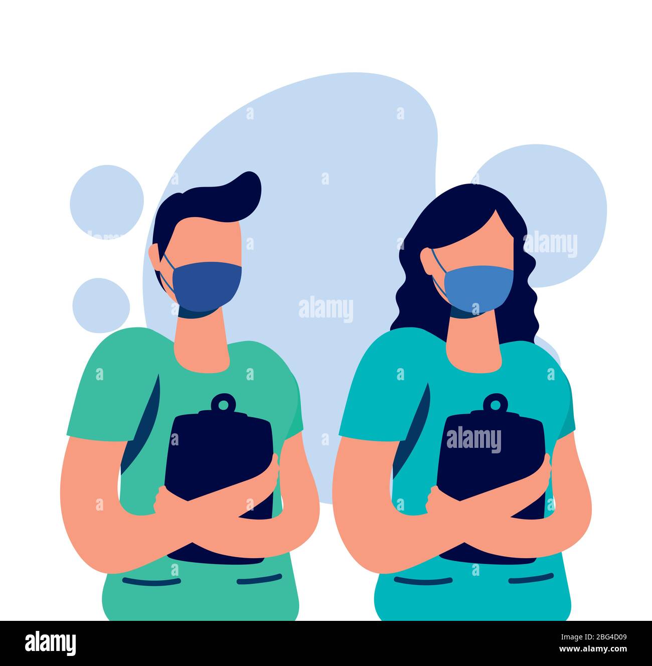 Female doctors couple checklist characters hi-res stock photography and ...