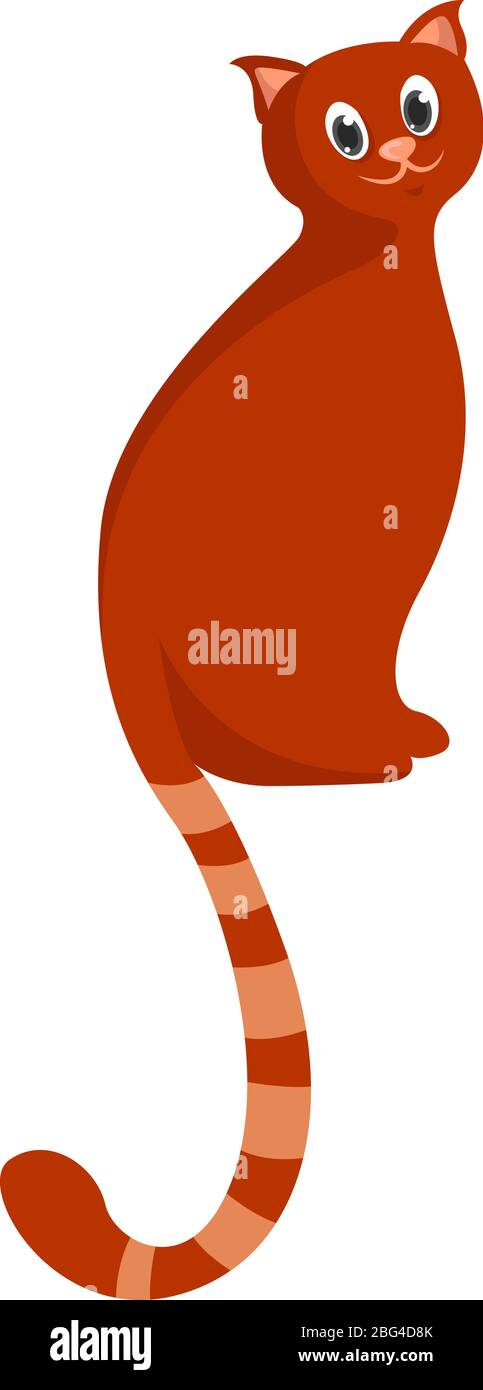 Brown cat, illustration, vector on white background Stock Vector Image ...