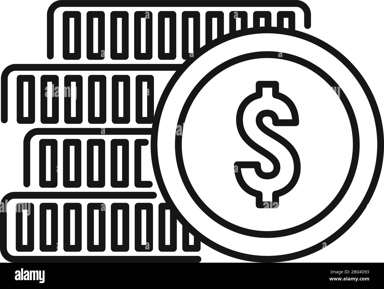 Coin stack icon. Outline coin stack vector icon for web design isolated ...