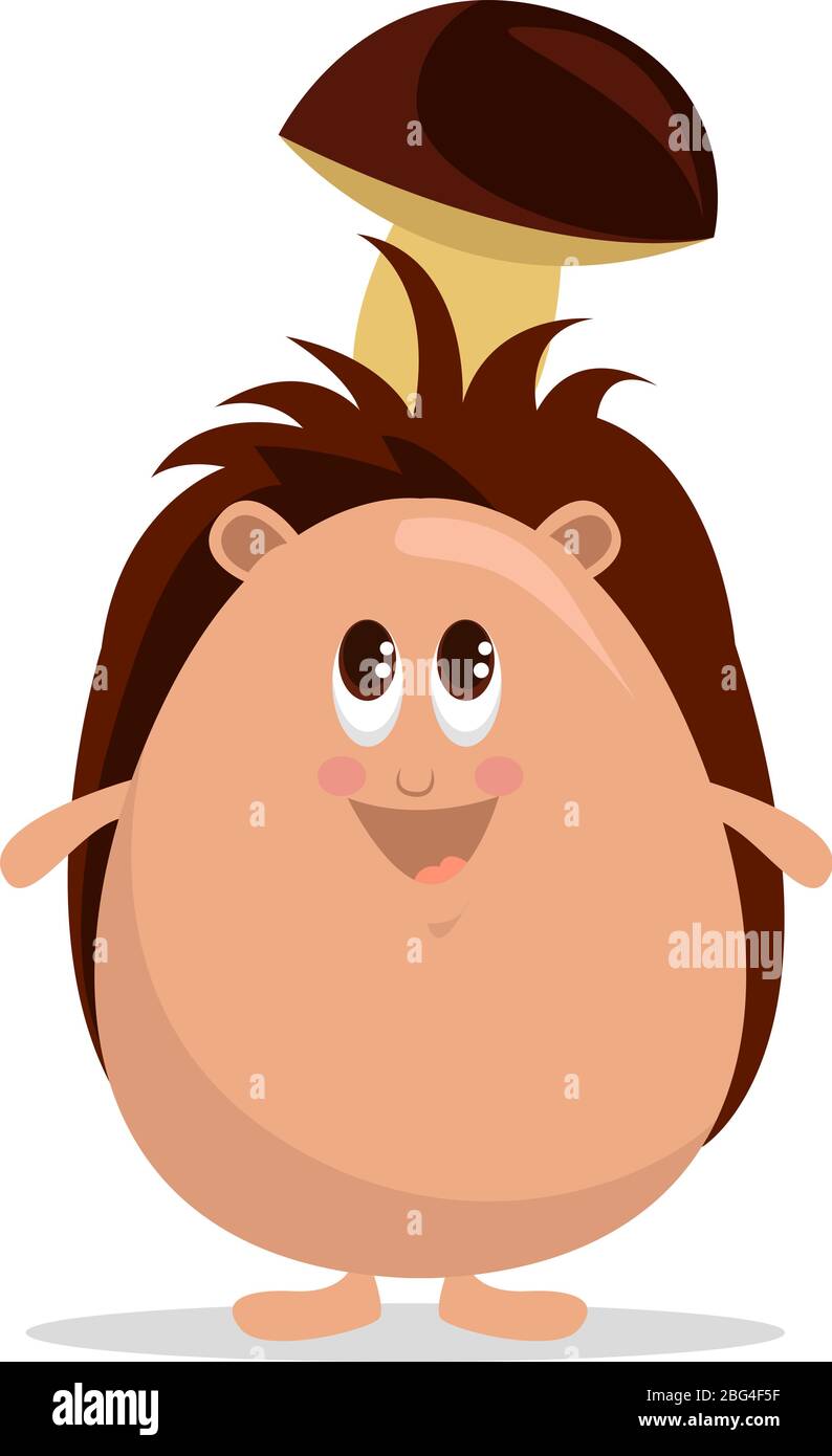 Hedgehog with mushroom, illustration, vector on white background Stock ...