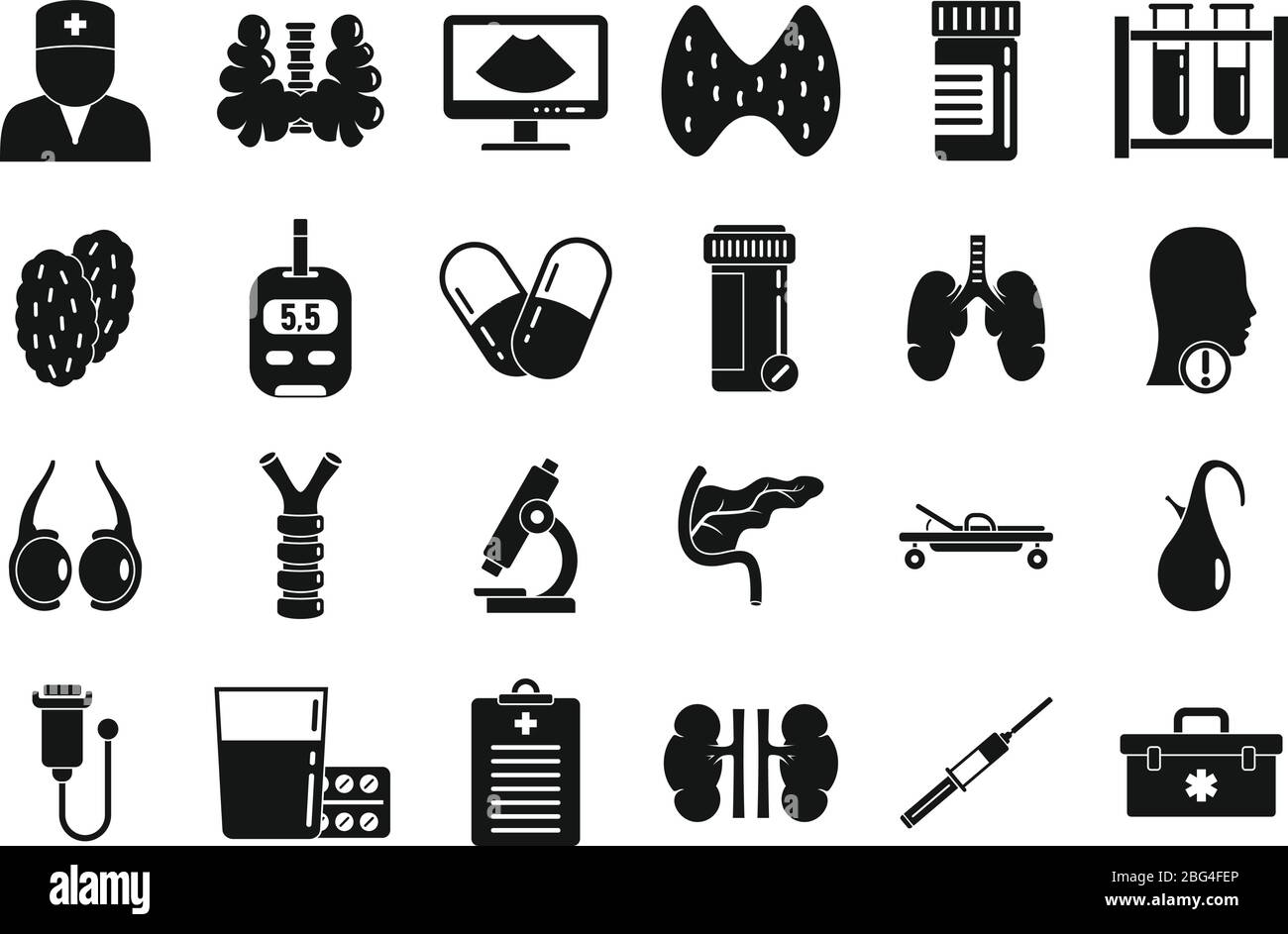 Endocrinologist icons set. Simple set of endocrinologist vector icons ...