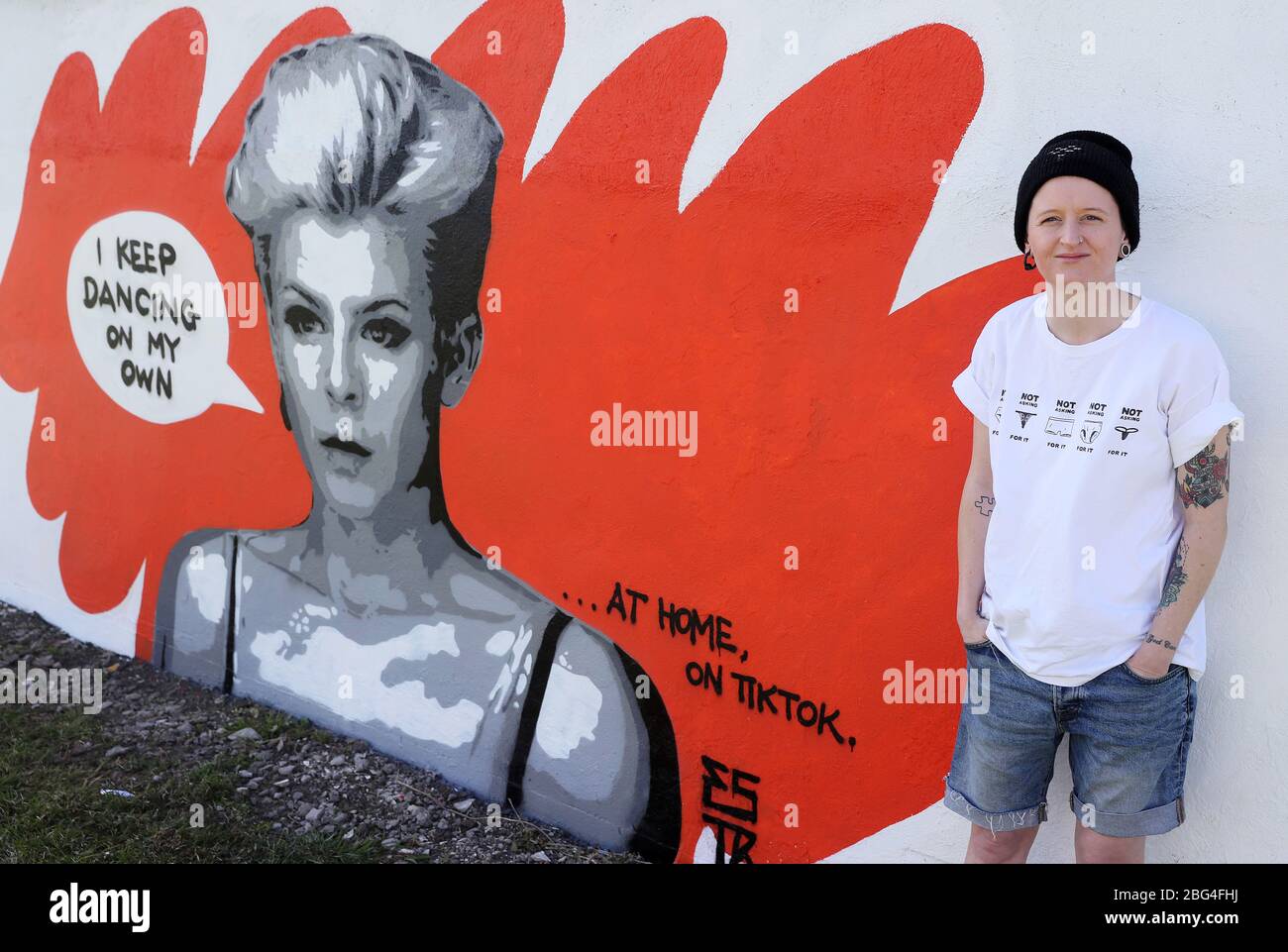 Irish artist Emmalene Blake with her mural of singer-songwriter Robyn ...