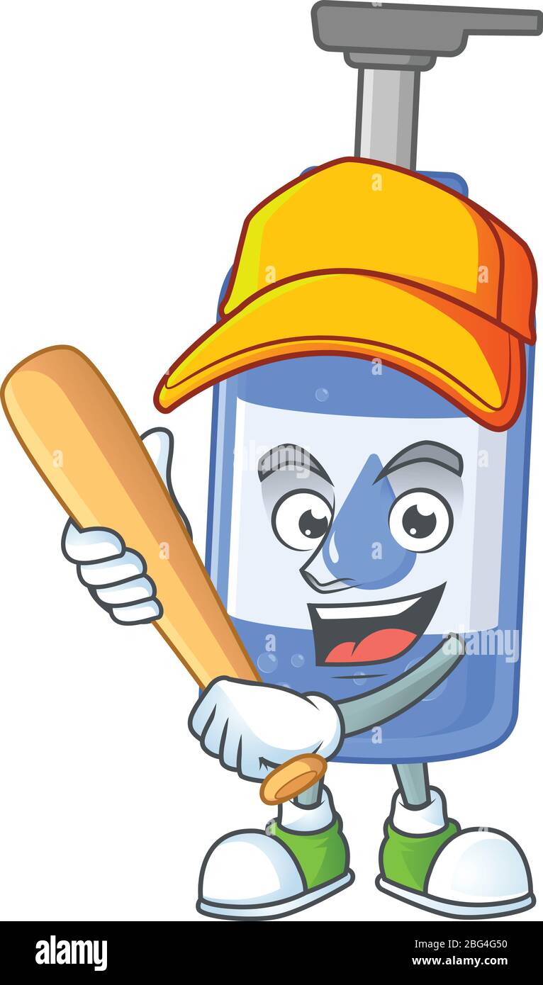 Handsanitizer cartoon design concept of hold baseball stick. Vector ...