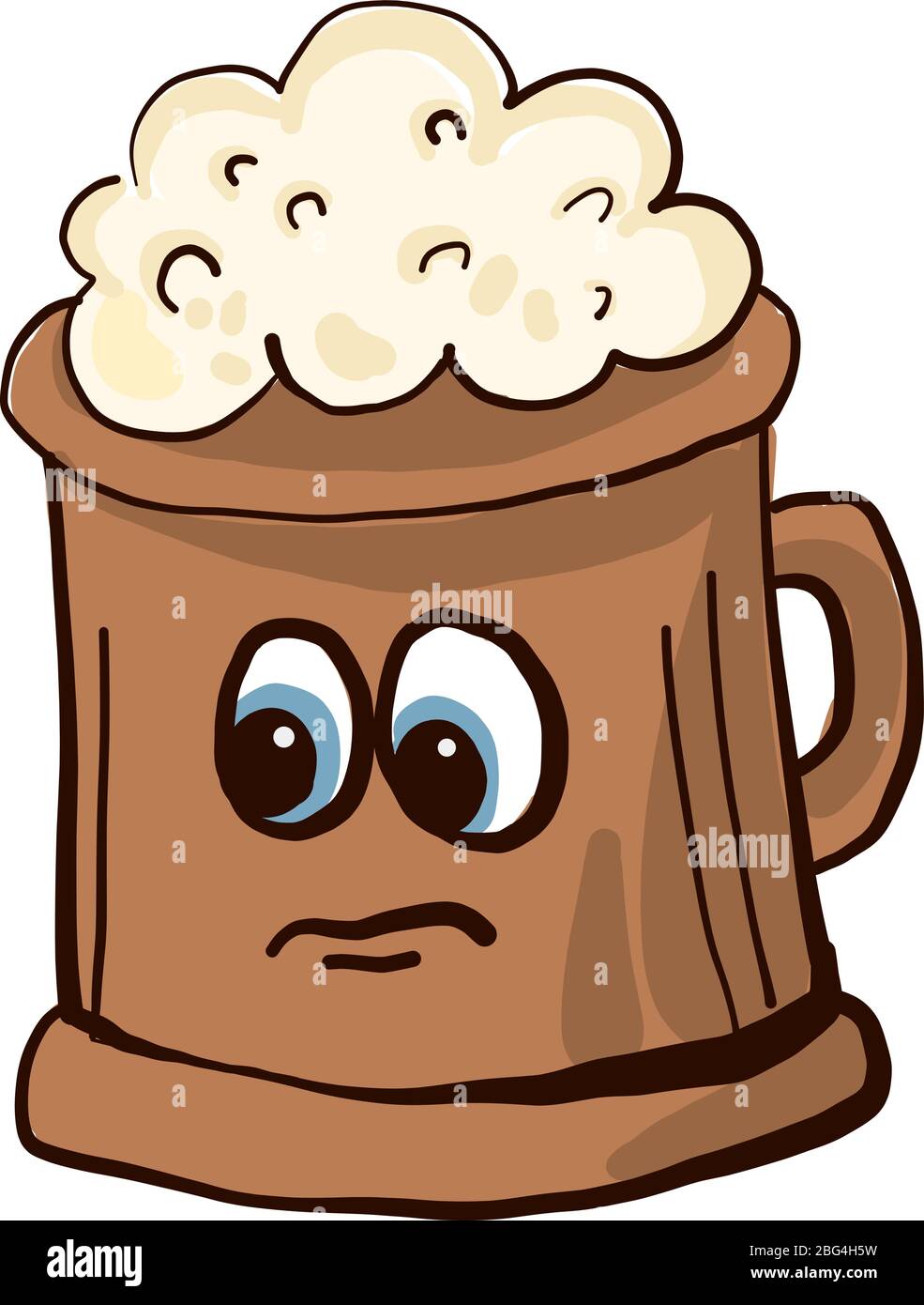 Beer in a sad cup, illustration, vector on white background Stock ...