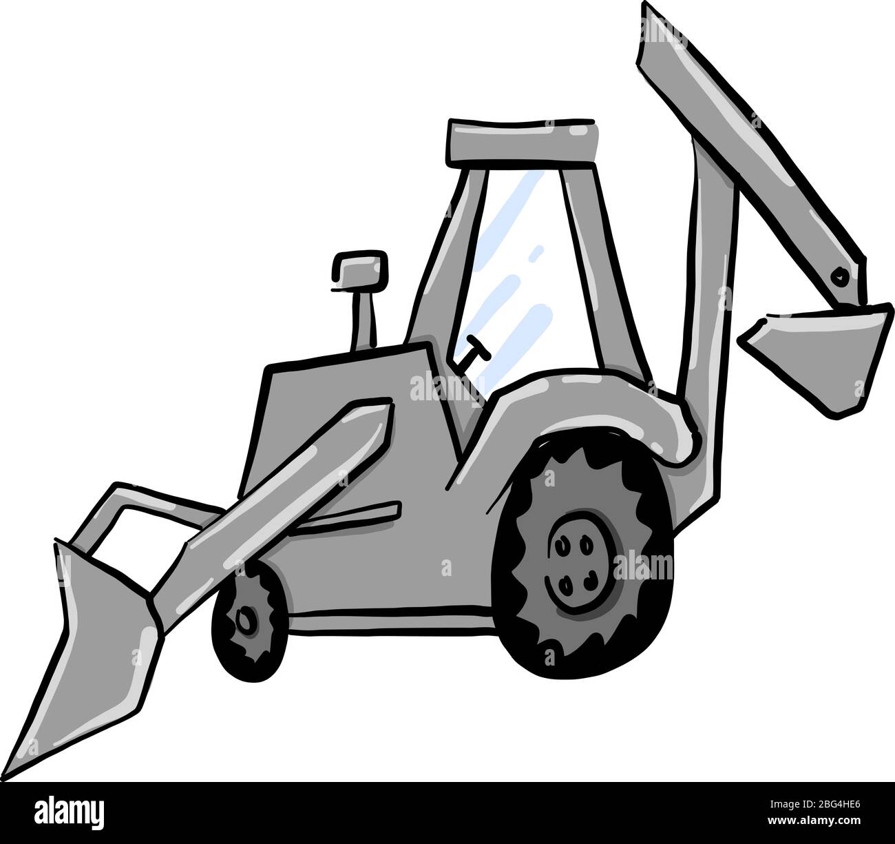 Gray tractor, illustration, vector on white background Stock Vector ...