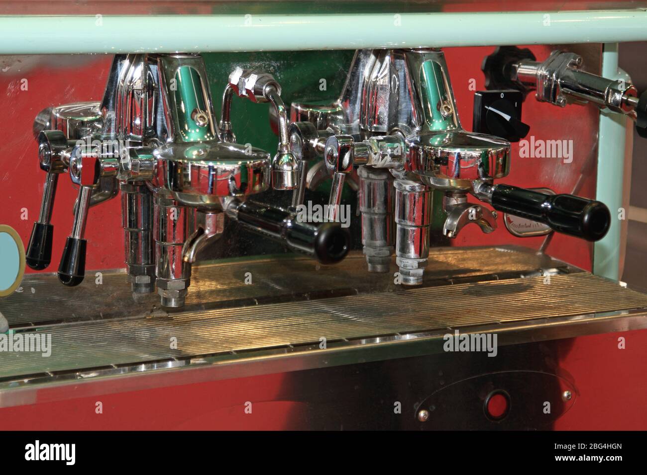 Commercial Coffee Machine With Two Groups in Cafe Stock Photo - Alamy