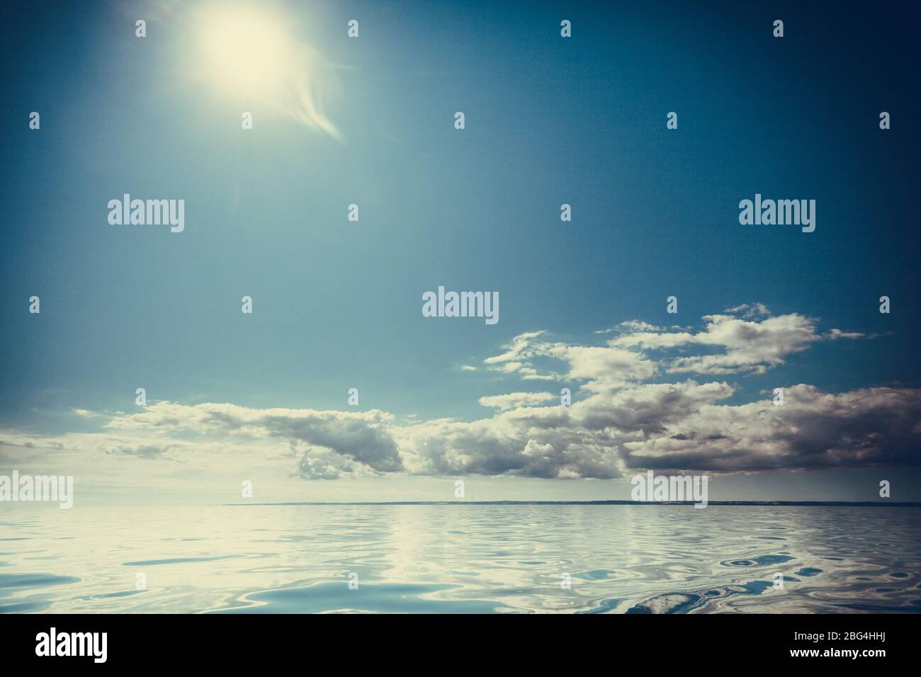 Beautiful seascape blue sea horizon and sky. Tranquil scene. Natural ...
