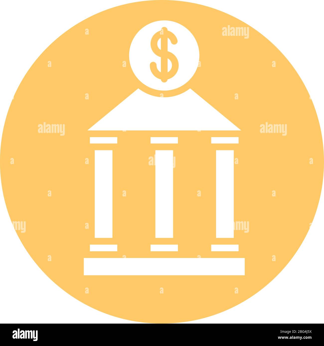 coin dollar with bank building block style icon Stock Vector Image ...