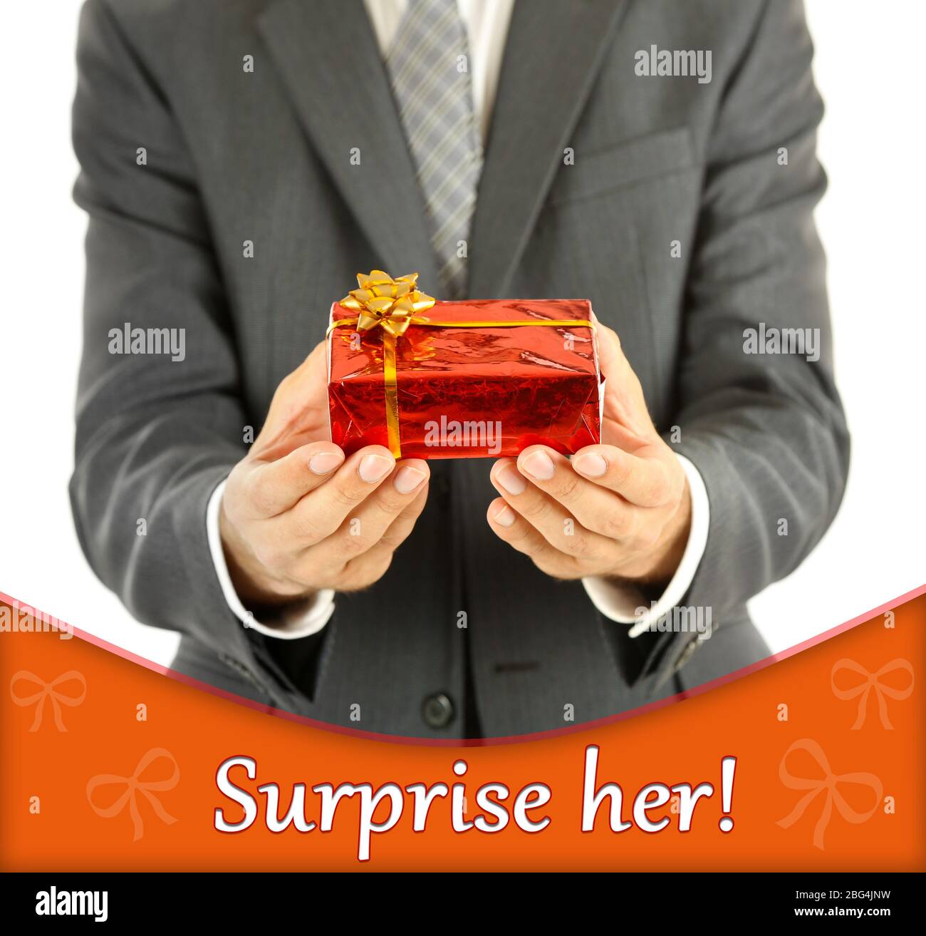 Man present gift box, isolated on white Stock Photo - Alamy