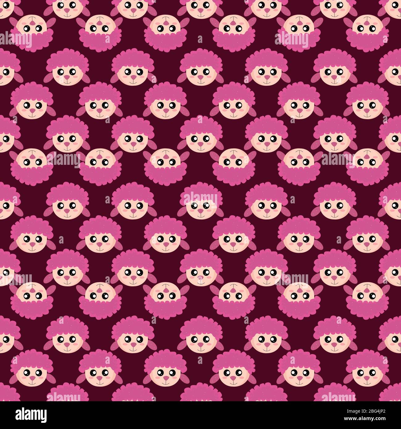 Pink sheep pattern, illustration, vector on white background Stock ...