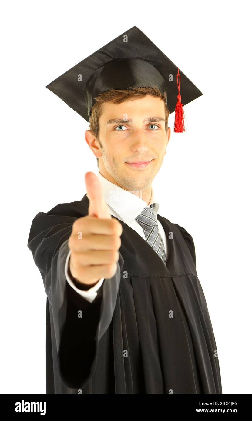 Young graduation man, isolated on white Stock Photo - Alamy