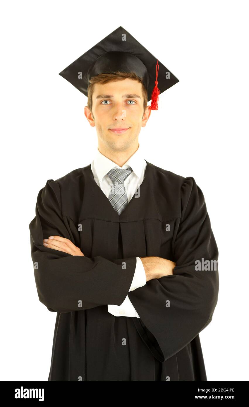 Young graduation man, isolated on white Stock Photo - Alamy