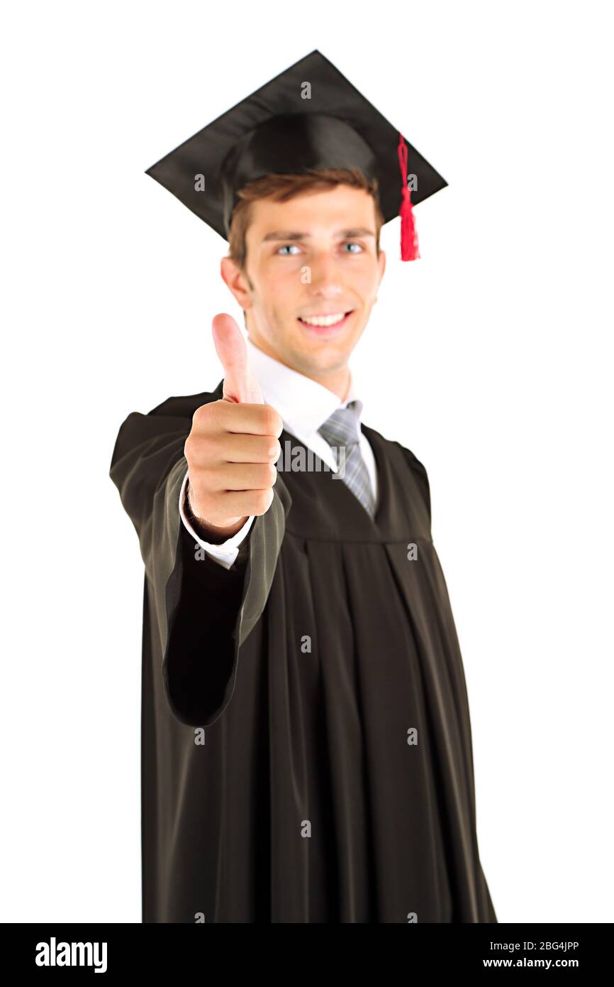Young graduation man, isolated on white Stock Photo - Alamy