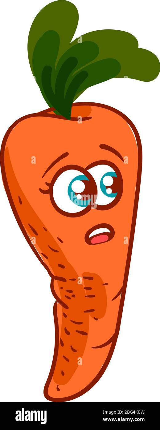 Scared carrot, illustration, vector on white background Stock Vector ...