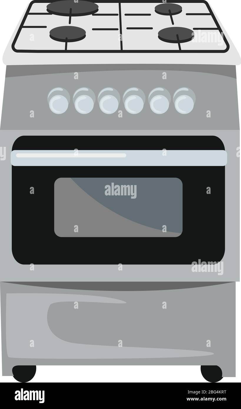 Gas stove, illustration, vector on white background Stock Vector Image ...