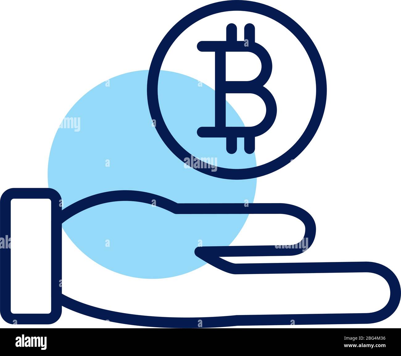 hand lifting bitcoin crypto currency line style icon Stock Vector Image ...