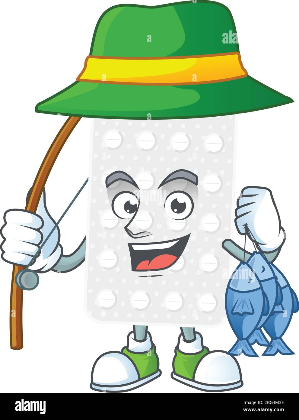 A Picture of pills fisher mascot design catch a fish Stock Vector Image ...