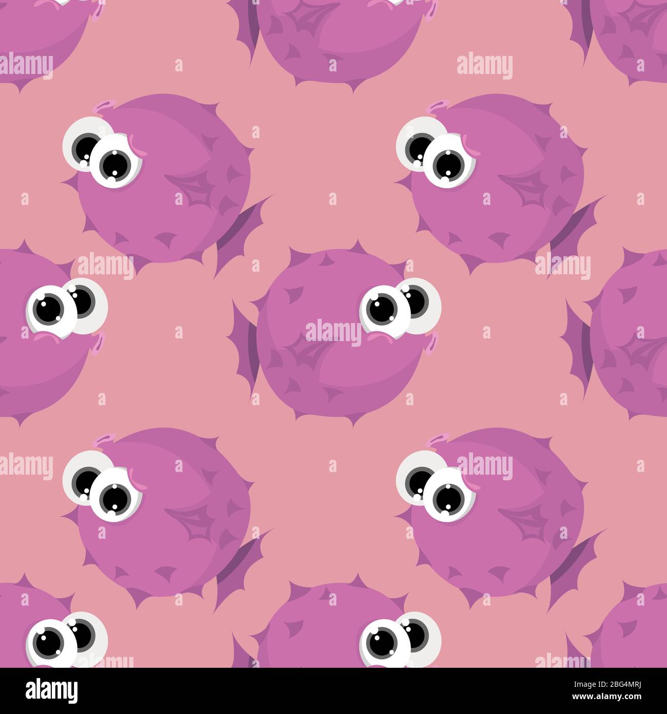 Pink fat fishes, illustration, vector on white background Stock Vector ...