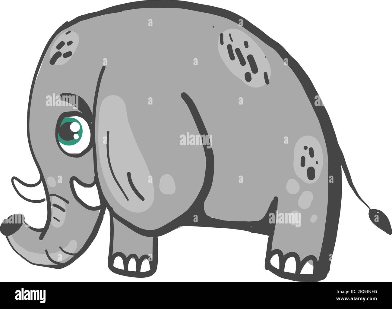 Sad elephant, illustration, vector on white background Stock Vector ...