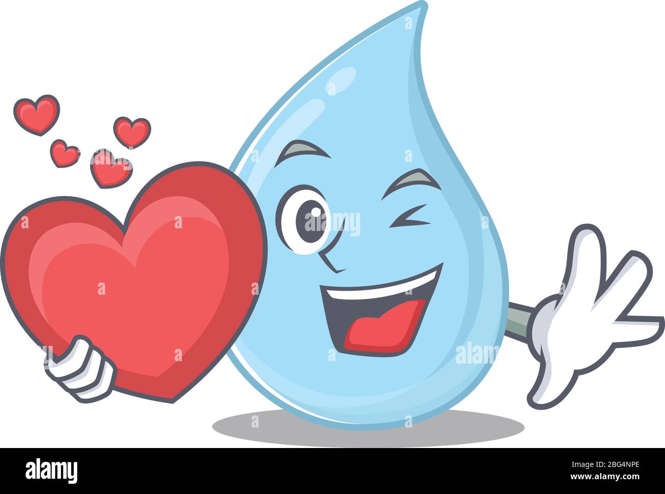 A sweet raindrop cartoon character style with a heart Stock Vector ...