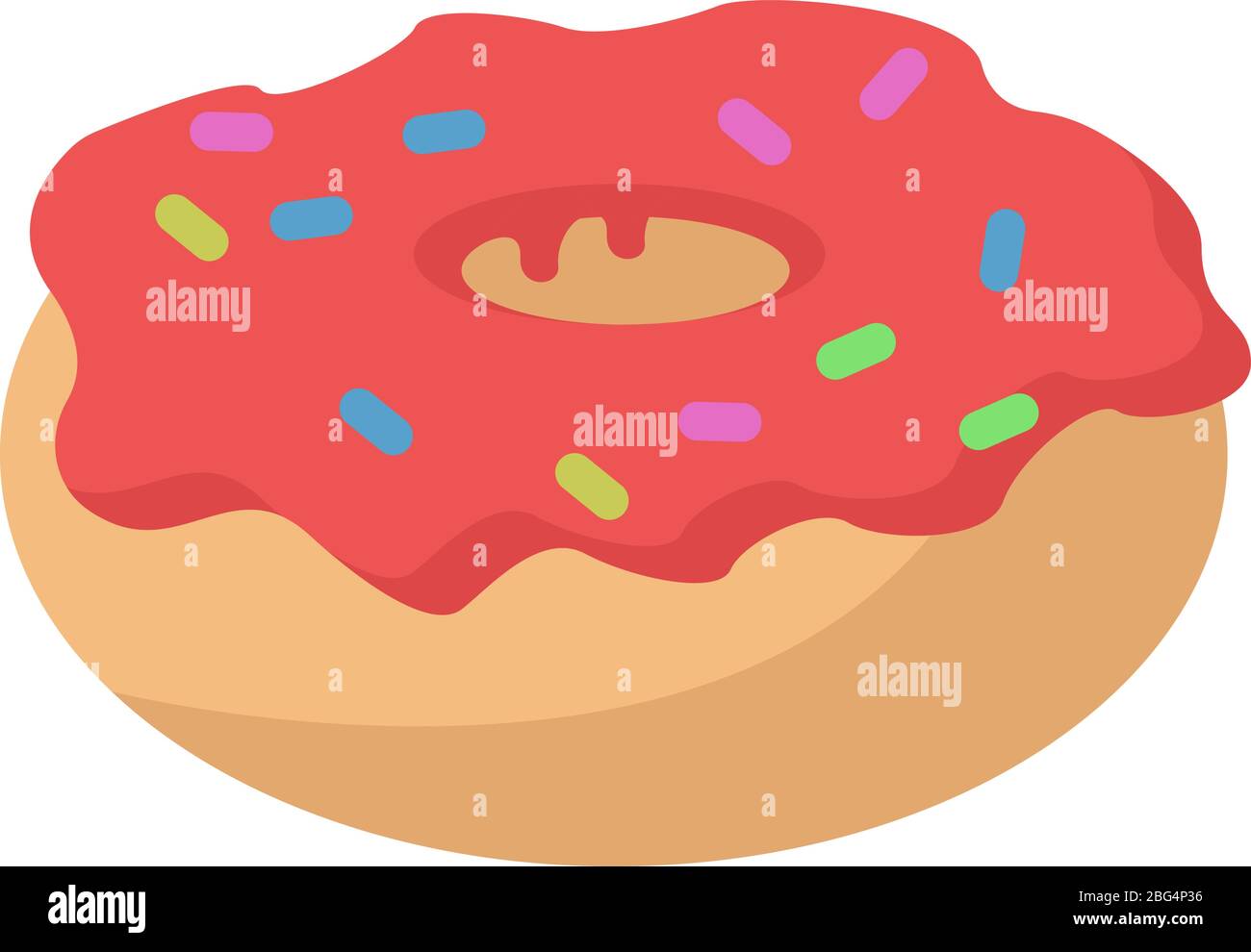 Red donut, illustration, vector on white background Stock Vector Image ...