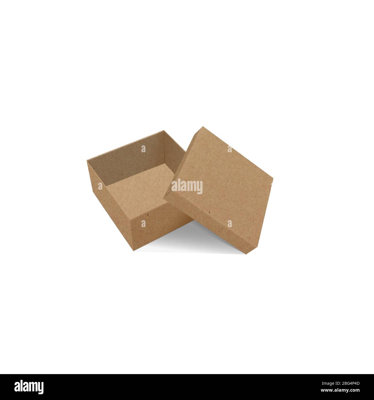 Vector kraft paper opened box realistic illustration. Isolated 3-d ...