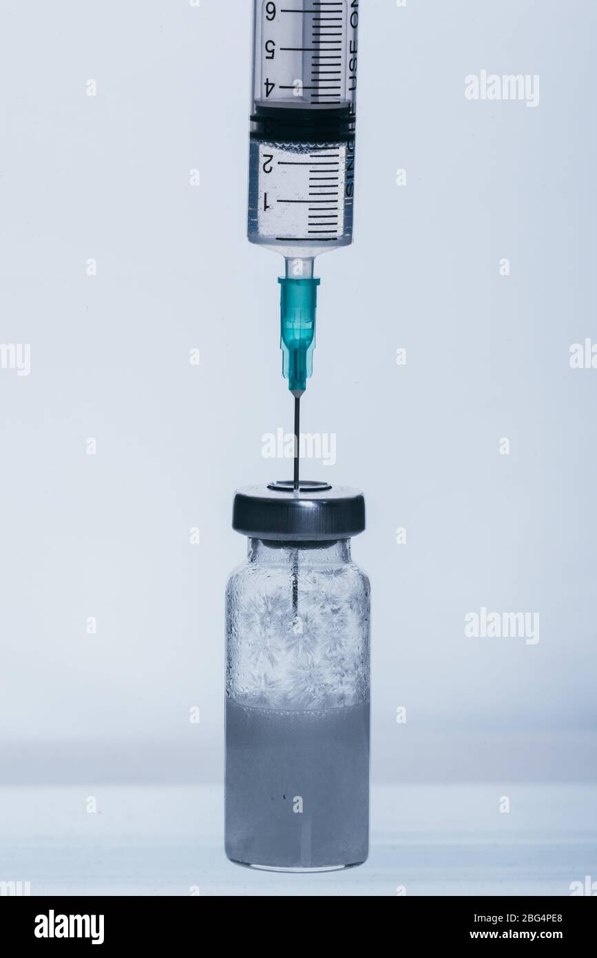 Medicine, Injection, vaccine and disposable syringe, drug concept ...