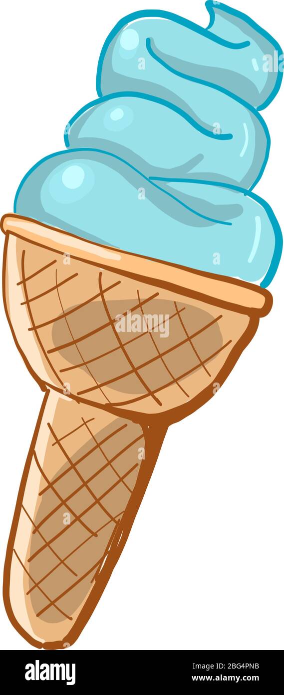Blue ice cream, illustration, vector on white background Stock Vector ...